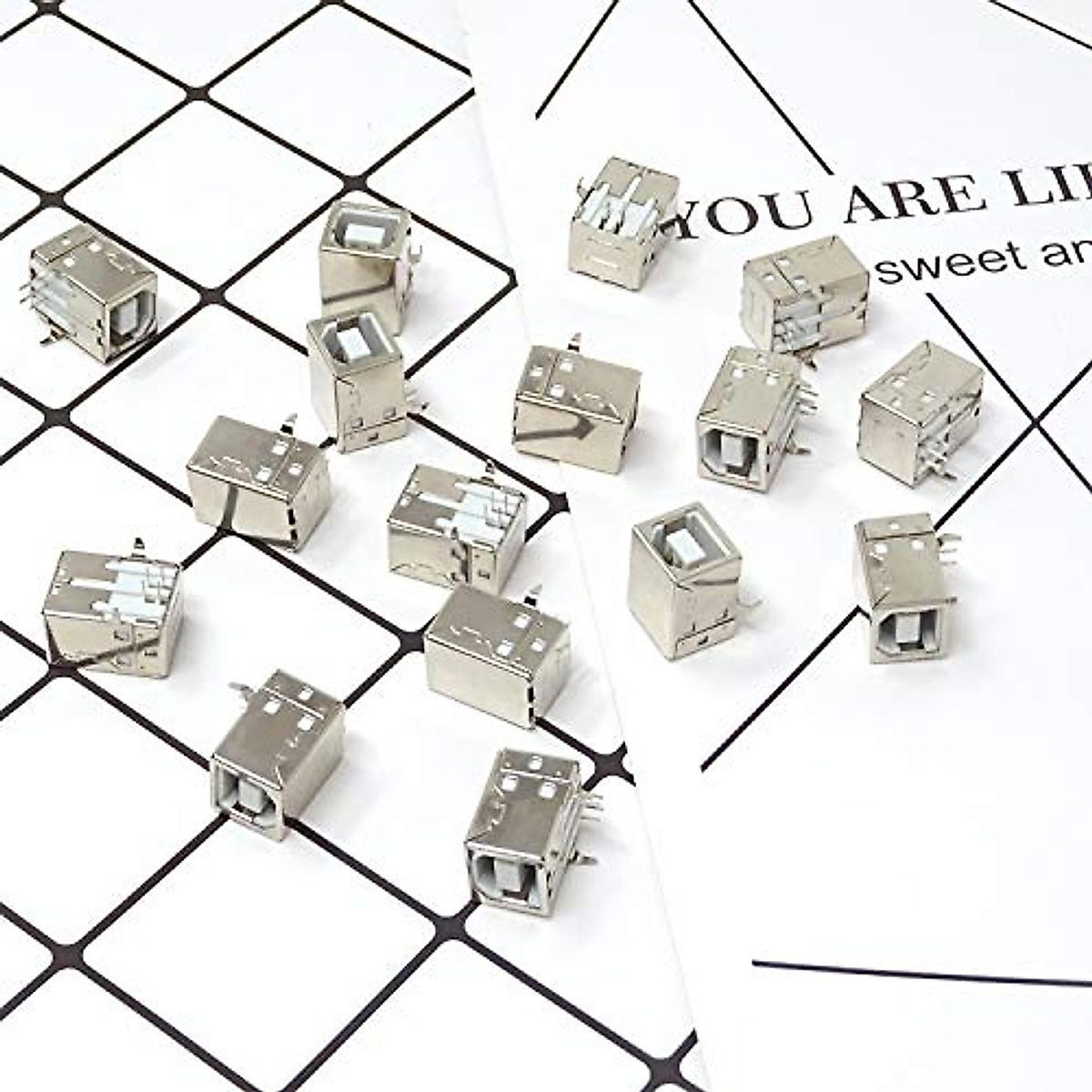 Honbay 20PCS USB 2.0 Type B Female Socket Connector Jack Port, 4-Pin DIP 90 Degree Right Angle, Repair Replacement Adapter