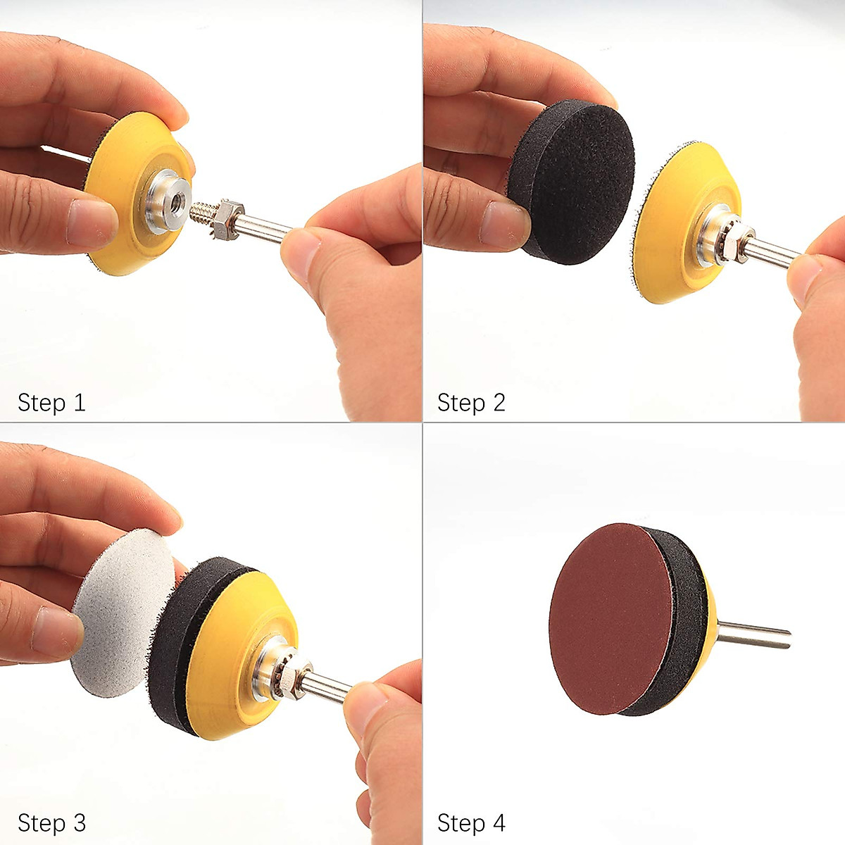 Miady 2-Inch Sanding Discs with 1 pc 2 Inch Drill Shank Backing Pad, 80/100/180/240/320/400/600/800/1000/1200/2000/3000 Assorted Grits-Pack of 120