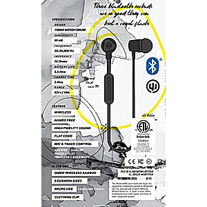 Wicked Audio Omen Wireless — Bluetooth Earbuds with Microphone and Track Control — Wireless Earbuds, Noise Isolating, in Ear Headphones — Black