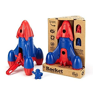 Green Toys Rocket, Red/Blue CB - 4 Piece Pretend Play, Motor Skills, Kids Toy Vehicle. No BPA, phthalates, PVC. Dishwasher Safe, Recycled Plastic, Made in USA.