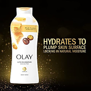 Olay Ultra Moisture Shea Butter Body Wash with B3 Complex - 22 Fl Oz (Pack of 4)
