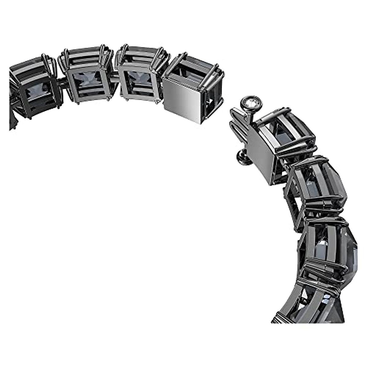 SWAROVSKI Millenia bracelet, Square cut crystals, Gray, Black Ruthenium Finish