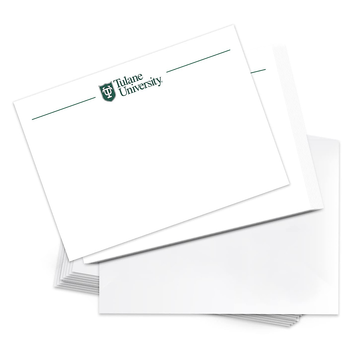 Tulane University 10 Pack Notecards Stationery Cardstock Green Wave Includes Envelopes Memo Party Thank You (Notecard 1b)