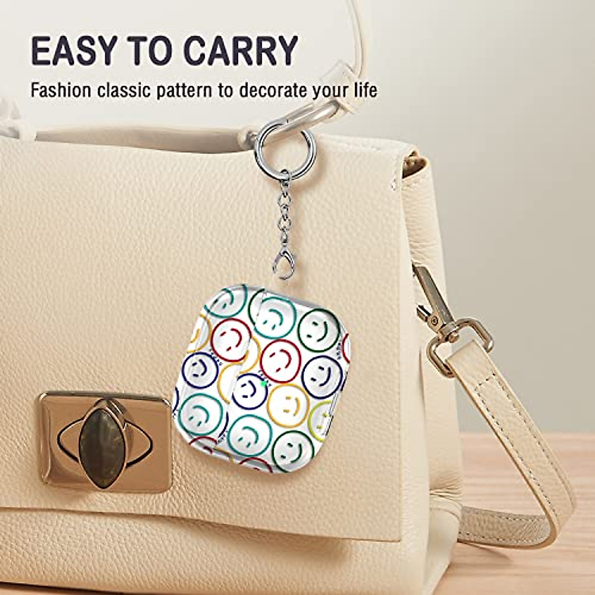 R-fun AirPods 3rd Generation Case Cover,Cute Flroal Clear TPU Protective Case for Women Girls with Keychain Compatible with Apple AirPods 3 Charging Case,Smile