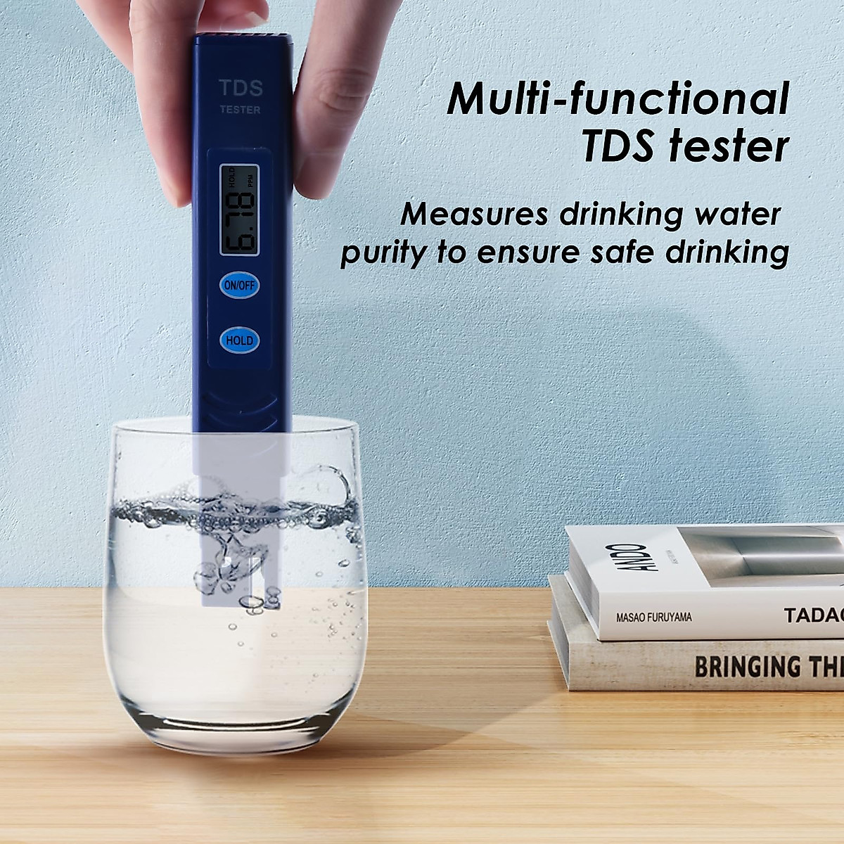 TDS Water Tester, Drinking Water Tester, 0-9990 PPM Meter Water Quality Tester, Portable Water Tester for Drinking Water, TDS Meter Digital Water Tester, 1 Pack, Deep Blue
