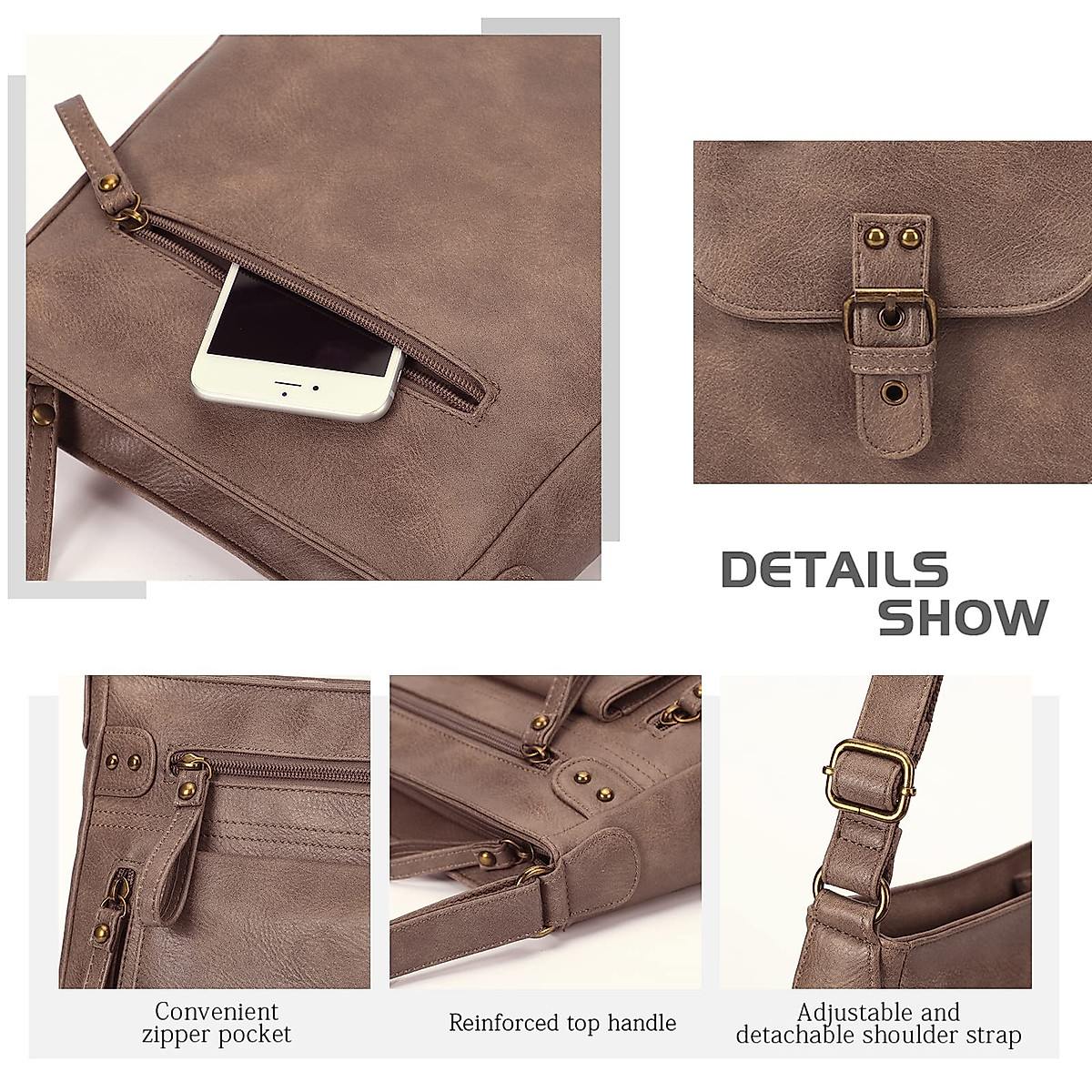 KL928 Crossbody Purses for Women Shoulder Bag,PU Washed Leather (01-Grey-2)