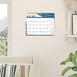 2023-2024 Calendar - 18 Monthly Calendar with Thick Paper, 14.6" x 11.5", Jan. 2023 - Jun. 2024, Twin-Wire Binding + Hanging Hook + Unruled Blocks with Julian Date, Horizontal - Pink