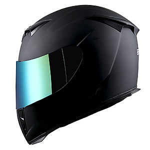 1STorm Motorcycle Full Face Helmet Skull King Matt Black + One Extra Clear Shield, Size Large (57-58 CM,22.4/22.8 Inch)