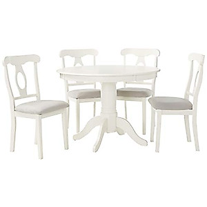 Angel Line 5 Piece Lindsey Dining Set, White/Gray