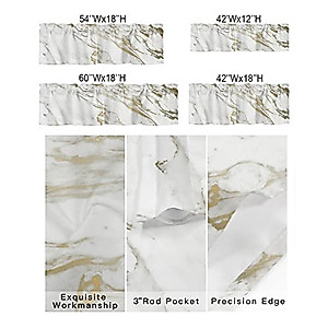 Window Valance for Kitchen,White Marble Gold Cracked Line Rod Pocket Curtain Valances Short Curtains Drapes Panel,Modern Art Abstract Pattern Window Treatment Topper for Bathroom Bedroom 54x18in
