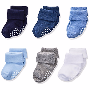 Jefferies Socks baby boys Non-skid Turn Cuff 6 Pair Pack Casual Sock, Boy Multi, 3-12 Months US