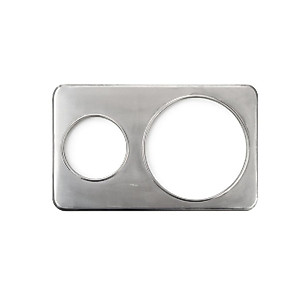Soro Essentials- 6.37" and 10.37" Hole Openings Stainless Steel Steam Table Adapter Plate- Fits 4 and 11 qt. Inset Pan Buffet Server and Food Warmer Steam Table for Hotel Restaurant Supplies Party