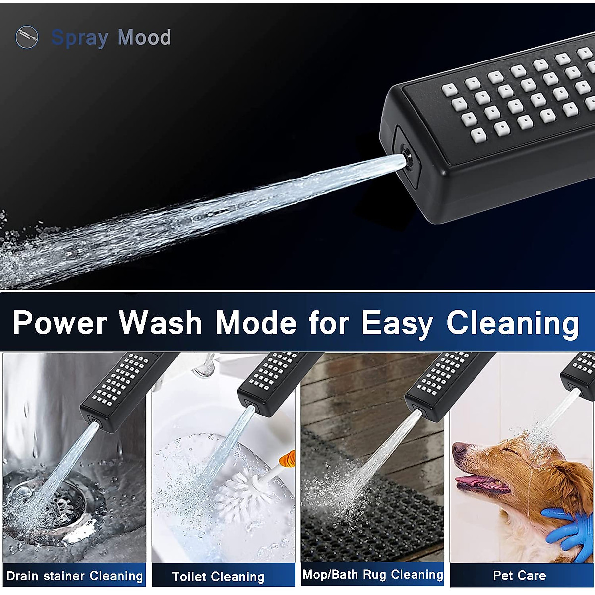 Shower Head, Rain Shower Head with Handheld,High Pressure 8'' Rainfall Stainless Steel Shower Head / 2 Settings Handheld Shower Combo with Shower Holder and 78'' Explosion-Proof Hose (Black)