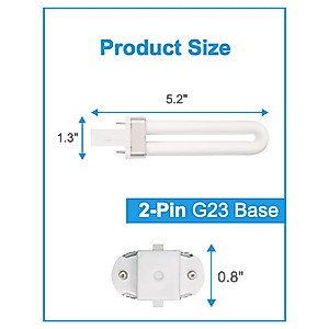 Dichroma 7W Replacement Bulb Compatible with BLACK and DECKER Model BDPC941 and other 7W Indoor Outdoor Mosquito Lamps with 2-Pin Base, 2 Pack