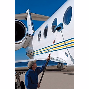 Aero Cosmetics Waterless RV Aircraft Boat Wash Wax Mop Kit with Deluxe Pole (3' 9" to 9'), No Ladder Needed, Wash, Wax, Dry, Anywhere, Anytime, No Restrictions