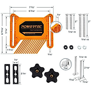 POWERTEC 71393 Dual Universal Featherboards for Multi-Functional Woodworking w/Flex and Miter Lock System – 2 Pack (Double Stack Edition)