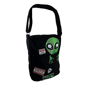 Sleepyville Critters Area 51 Peeking Alien Canvas Cross Body Bag