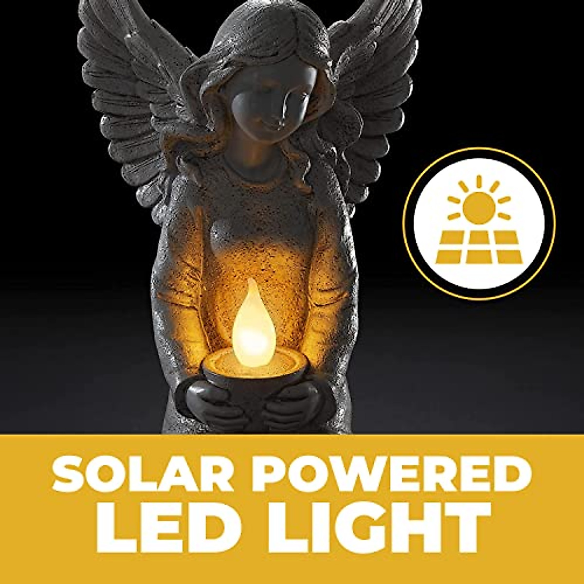 VP Home Heavenly Angel Solar Powered Outdoor Decor Garden Light with LED Crackled Glass Globe Fairy Outdoor Figurine Light for Home, Patio, Yard Art Resin Fairy Garden Solar Light