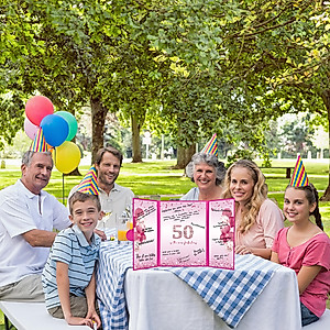 DARUNAXY Hot Pink 50th Birthday Party Decorations for Women, Happy 50th Birthday Alternative Signature Guest Book Pink 50 Birthday Signing Card Board Party Supplies Cheers to 50 Years Old Gifts