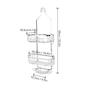 HUAOSN Shower Caddy, Metal Shower Shelf Wall Mounted Bathroom Shelves, 2 Layer Bathroom Wall Storage Basket, No Drilling, Bathroom Shelves Toilet Accessories(Plating)
