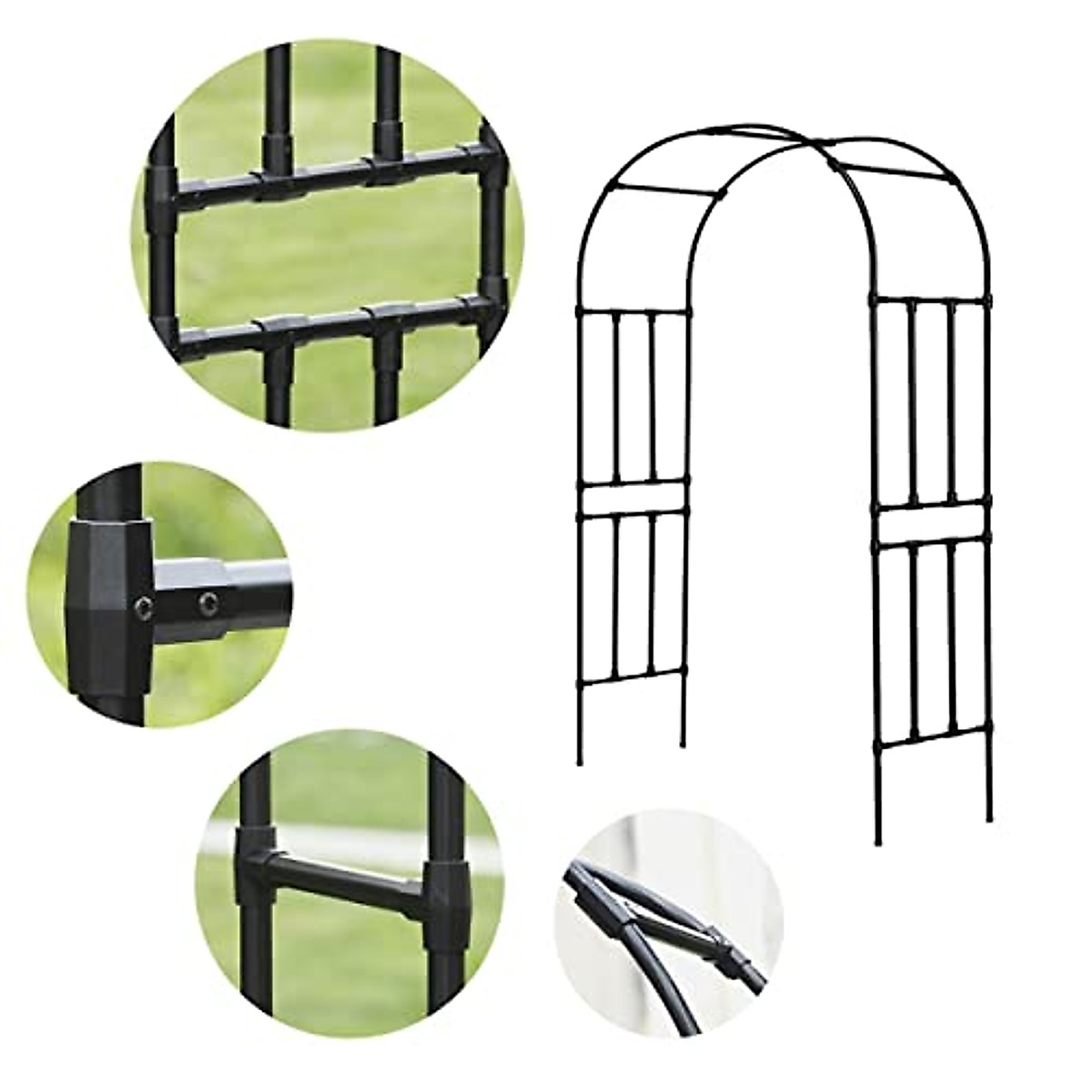 Metal Garden Arch Trellis Frame Roses Vines Plants Climbing Archway Rose Arch for Outdoor Garden Wedding W120cm-320cm (High : 2.4m, Size : 3m/9.8ft)