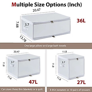 (3 Pcs) FAOMSEBS Collapsible Storage Bins with Lids Zipper [Healthy & Odorless Plastic] [with Sturdy Handles] Light Foldable Cube Moisture-Proof Box Organizer for Clothes Coats Bedroom Translucent 27L