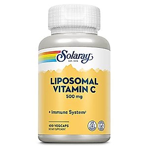 SOLARAY Liposomal Vitamin C 500mg, High Absorption Vitamin C Liposomal Blend, Healthy Immune System Function, Collagen Synthesis and Antioxidant Support, Vegan, 100 Servings, 100 VegCaps