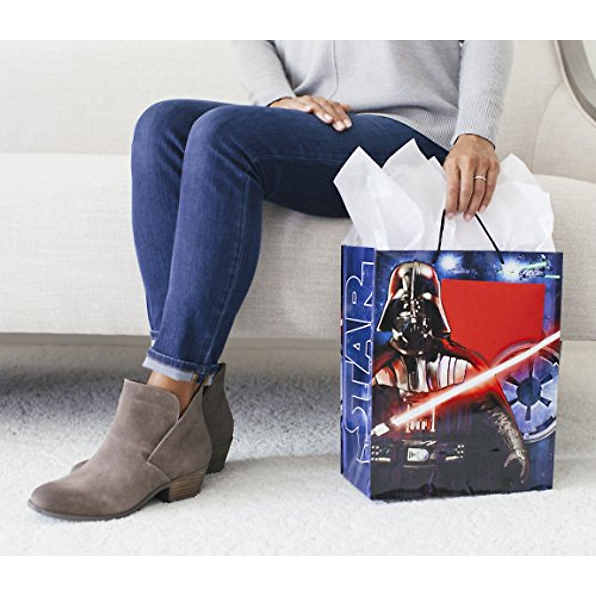 Hallmark 13" Large Star Wars Gift Bag with Birthday Card and Tissue Paper (Darth Vader, Boba Fett, Stormtroopers)