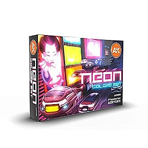 AK-Interactive: 3rd Gen Acrylics - Neon Colors Acrylic Paint Set (Box of 6 Paints)