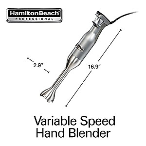 Hamilton Beach Professional Electric Immersion Hand Blender with Variable Speed + Whisk, 300 Watts, LED Screen, Stainless Steel (59750)