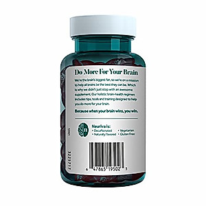 NEURIVA Plus Brain Supplement For Memory, Focus & Concentration + Cognative Function with Vitamins B6 & B12 and Clinically Tested Nootropics Phosphatidylserine and Neurofactor, 50ct Strawberry Gummies