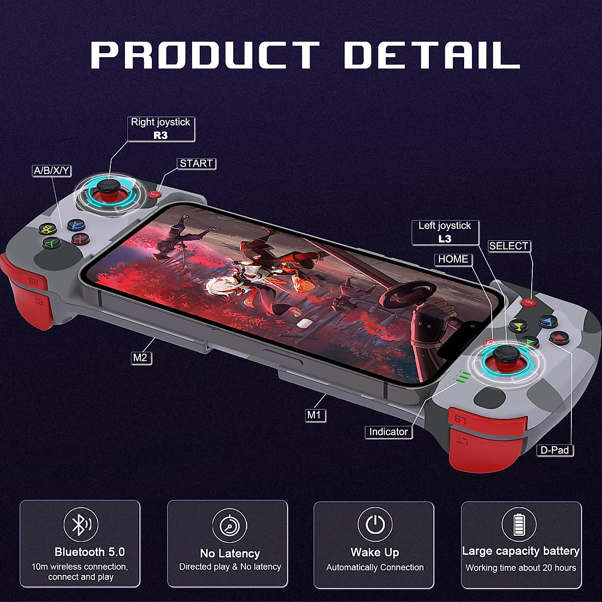 Koiiko Mobile Game Controller Gamepad for iPhone iOS Android PC: Works with iPhone 15/14/13/12/11/X, iPad, Samsung Galaxy, TCL, Tablet, Apex Legends, Call of Duty - Directly Play