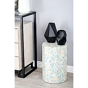 Deco 79 Mother of Pearl Shell Handmade Side End Accent Table End Table, Side Table 13" x 13" x 19", Blue