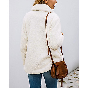 PRETTYGARDEN Women's Fashion Winter Coat Sherpa Fleece Faux Fur Shearling Oversized Trendy Jackets Warm Outerwear (Style Two White,Medium)