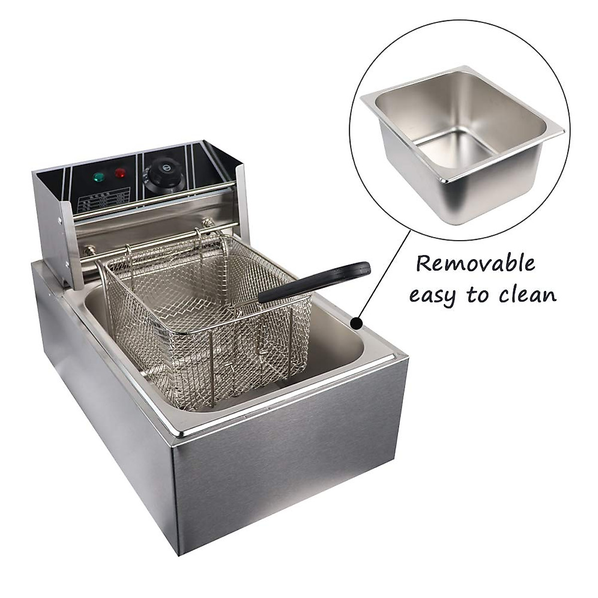 Deep Fryer with Basket, Fry Daddy, Fryers with Baskets, Countertop Stainless Steel, French Fries Fryer, for Commercial Restaurant, Fast Food Restaurant (6L)