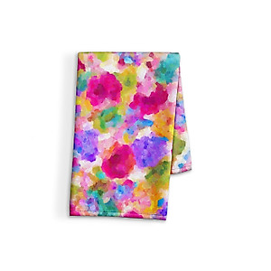 Abstract Spring Flower Hand Towel - Kitchen Towel - Bathroom Hand Towel - Dish Towel - Cotton Terry Cloth - 15"x25"