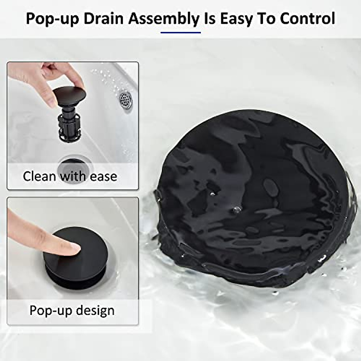 BONADE Black Bathroom Faucets, 2 Handle Bathroom Sink Faucet, 4 Inch Bathroom Sink Faucet 2 or 3 Hole, with Valve and Pop-Up Drain Assembly, Matte Black