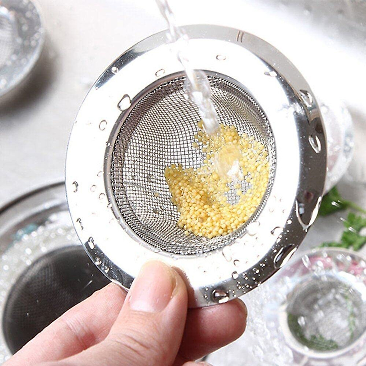 Generic Stainless Steel Round Sink Strainer Bathtub Hair Catcher Stopper Shower Drain Hole Filter Trap Metal Bathroom Kitchen Tools, Silver