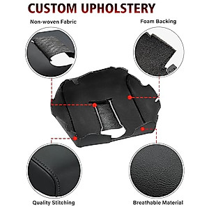 KBH Auto Center Console Cover Replacement for Chevy Chevrolet Silverado & GMC Sierra 1500 2500 3500 2014-2018, Vinyl Leather Armrest Replace Covering, Anti-Scratch, Split Bench Jump Seat (Black)