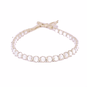 BlueRica Braided Hemp Cord Choker Necklace with Cat's Eye Beads (White)