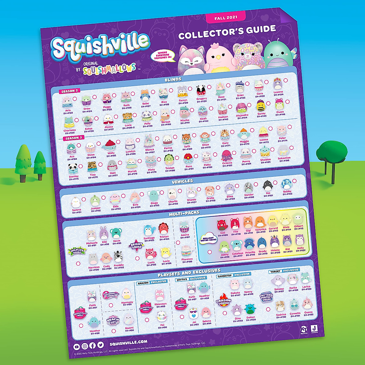 Squishville by Squishmallows Mini Plush Room Accessory Set, Playroom, 2” Esmeralda Mini-Squishmallow and 2 Plush Accessories, Marshmallow-Soft Animals, Playroom Toys