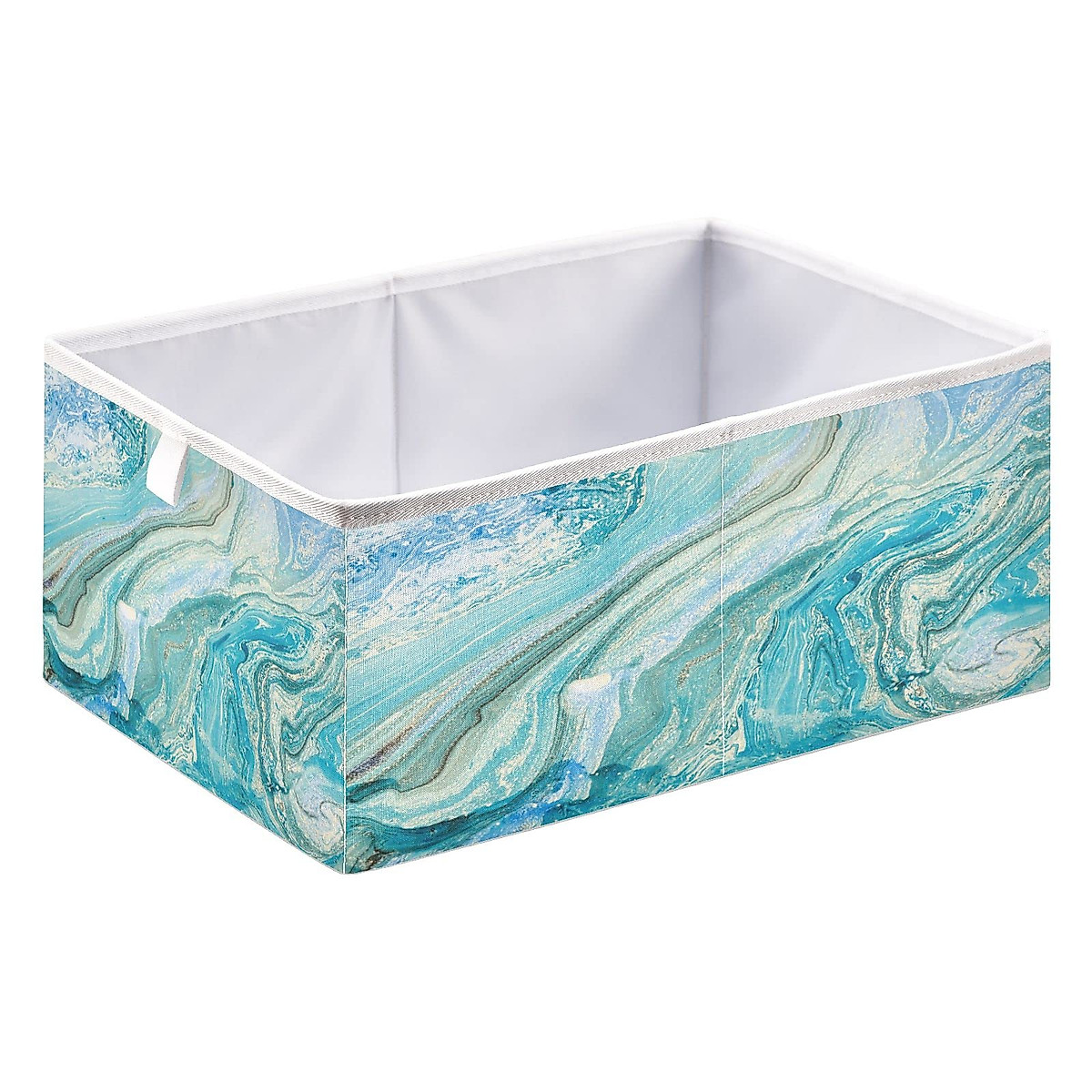 Kigai Blue Marbling Fabric Storage Bin 11" x 11" x 11" Cube Baskets Collapsible Store Basket Bins for Home Closet Bedroom Drawers Organizers