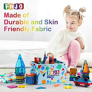 FNJO Toy Storage Bin,Foldable Toy Organizer with Lid, Playroom Organizer,Toy Holder,Storage Box for Magnetic Tiles and other gadget