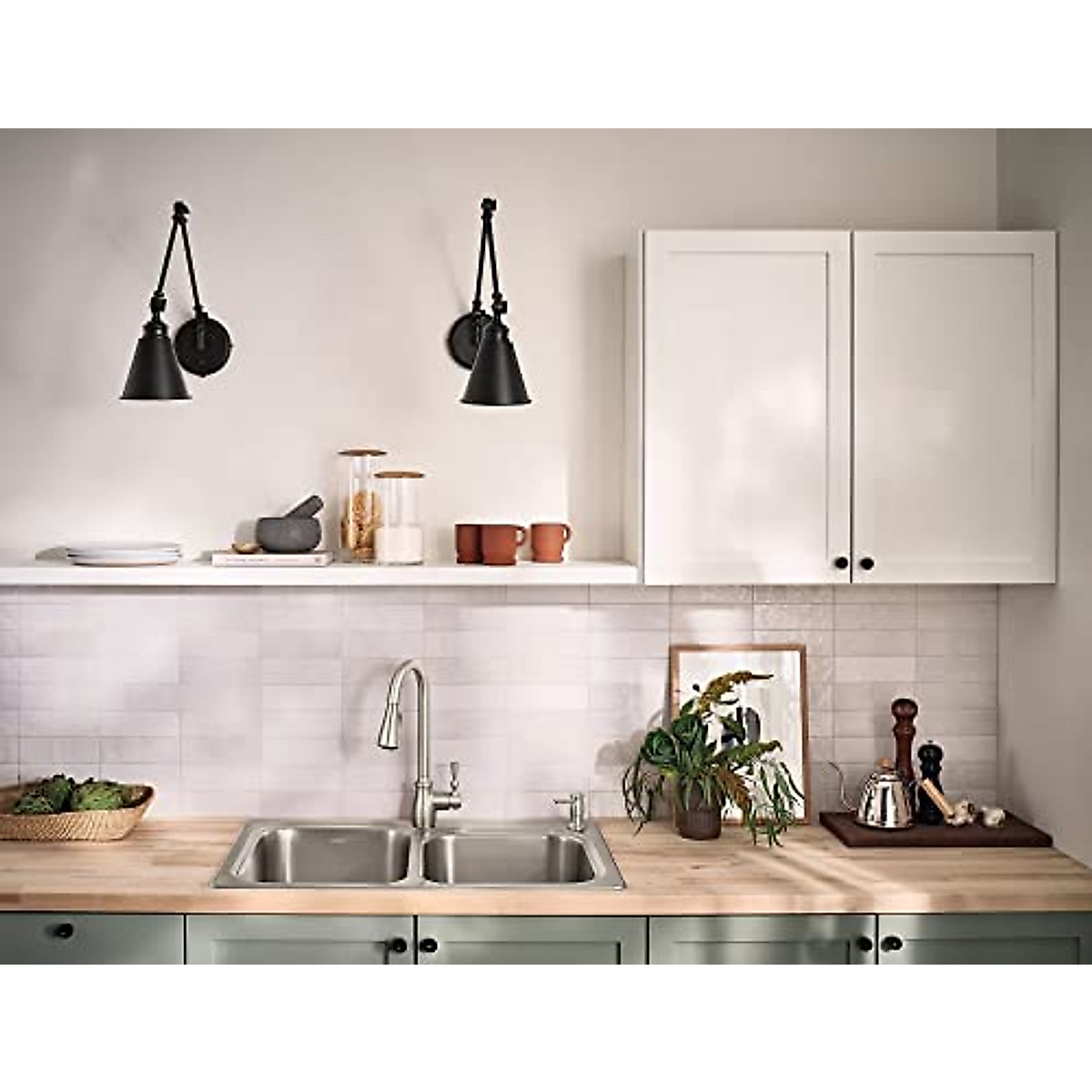 Moen Lainie Stainless Dual-Mount 22-Inch x 33-Inch Stainless Steel Kitchen Sink with Pulldown Kitchen Faucet and Soap Dispenser, All-in-One Kit, 21689