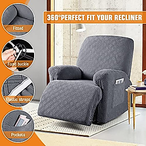 VANSOFY Recliner Chair Cover, 3-Pieces Stretch Lazy Boy Recliner Covers for Recliner Chair Soft Reclining Chair Slipcover Furniture Protector for Dogs Cats(Dark Gray)