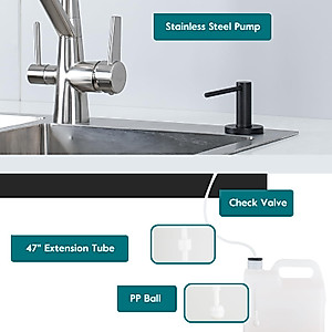 Gappo Upgraded Matte Black Soap Dispenser for Kitchen Sink, Stainless Steel Countertop Pump, Built in Sink Soap Dispenser with 47" Extension Tube kit