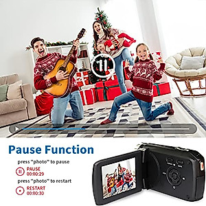 Video Camera Camcorder, Digital Video Camera for Kids, 1080P 36MP Vlogging Camera for YouTube, 2.8 inch Flip Screen Recording Camera, Up to 128G SD Card(Not Included)