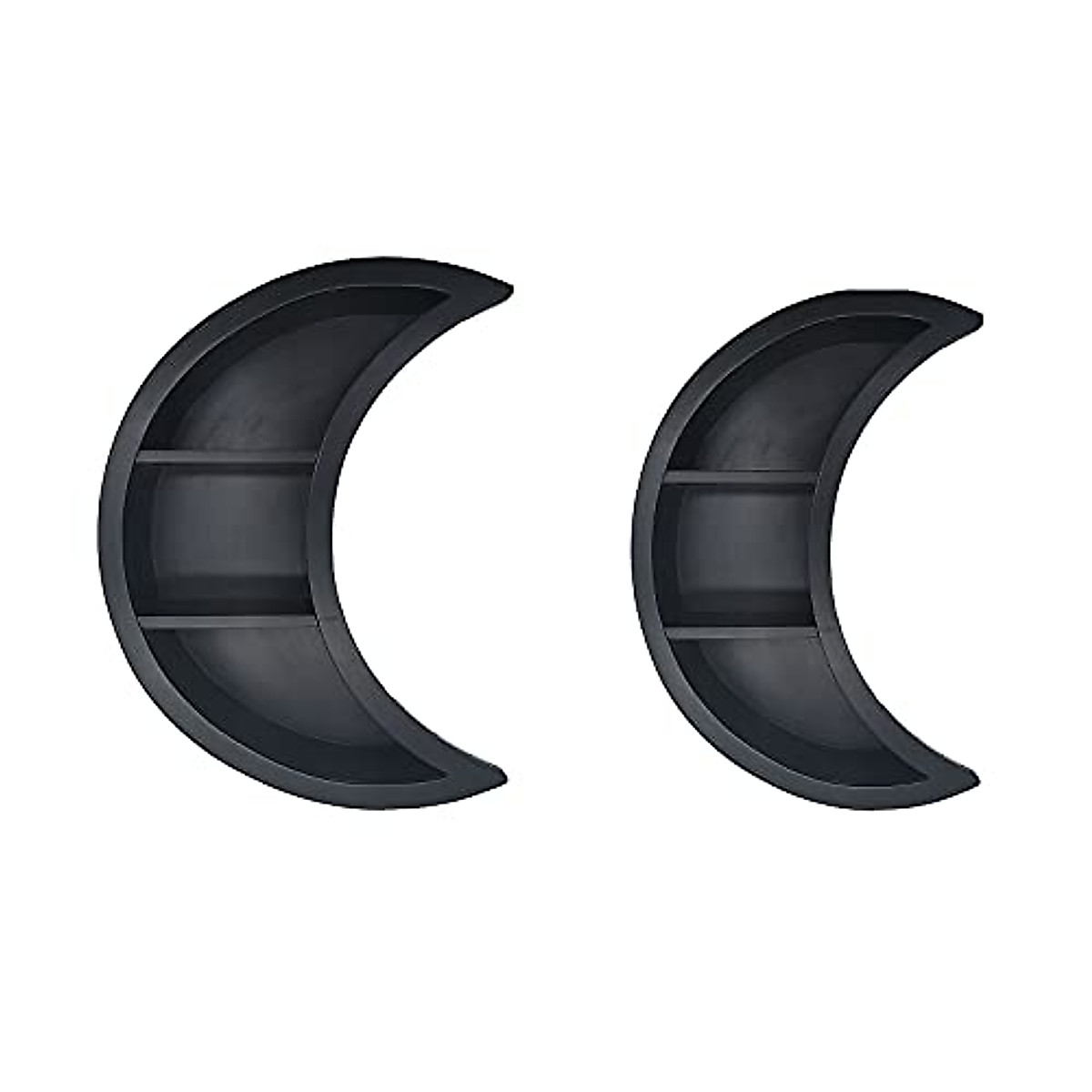 Takefuns Wooden Moon Shelf, Moon Shaped Floating Shelves for Crystal, Stone Storage Shelf Display Rack, Wall Mounted Display Shelf for Living Room Bedroom Bathroom