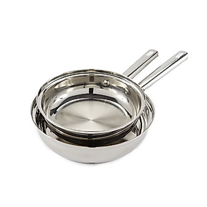 Fry Pan Set - Stainless Steel Cookware with Heat-Resistance - Set of 2