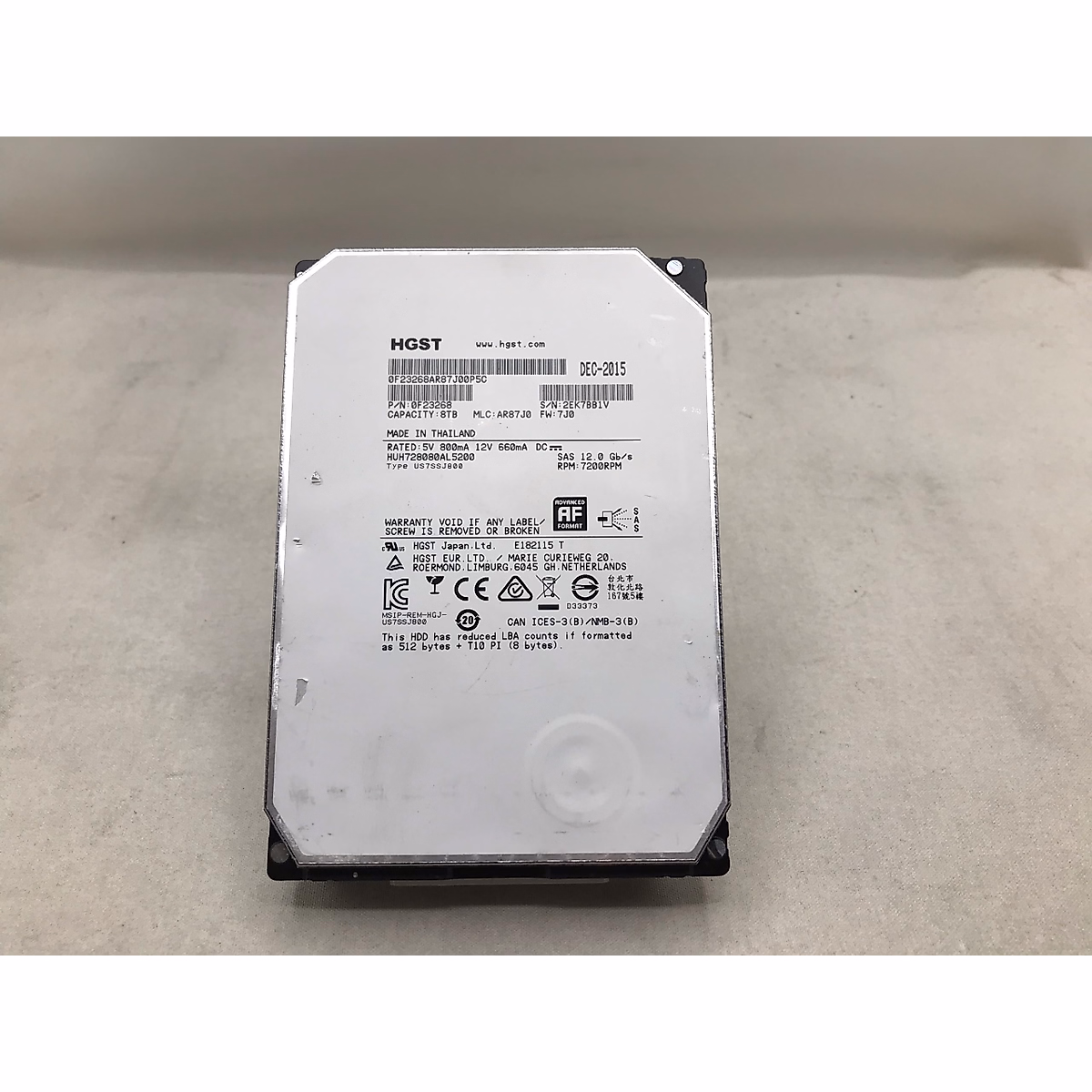 HGST Ultrastar He8 HUH728080AL5200 | 0F23268 | 8TB 7.2K RPM 128MB Cache SAS 12Gb/s 512E 3.5" Helium Platform Enterprise Hard Drive Bare Drive